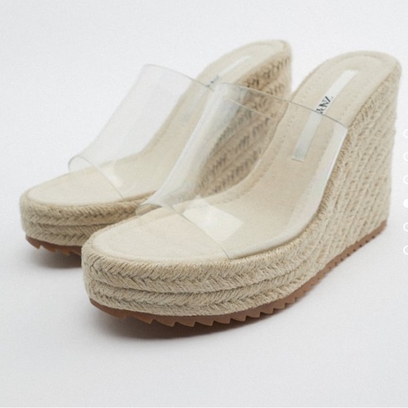 Zara | Shoes | Zara Clear Vinyl Wedge Sandals Neutral 223 | Poshmark